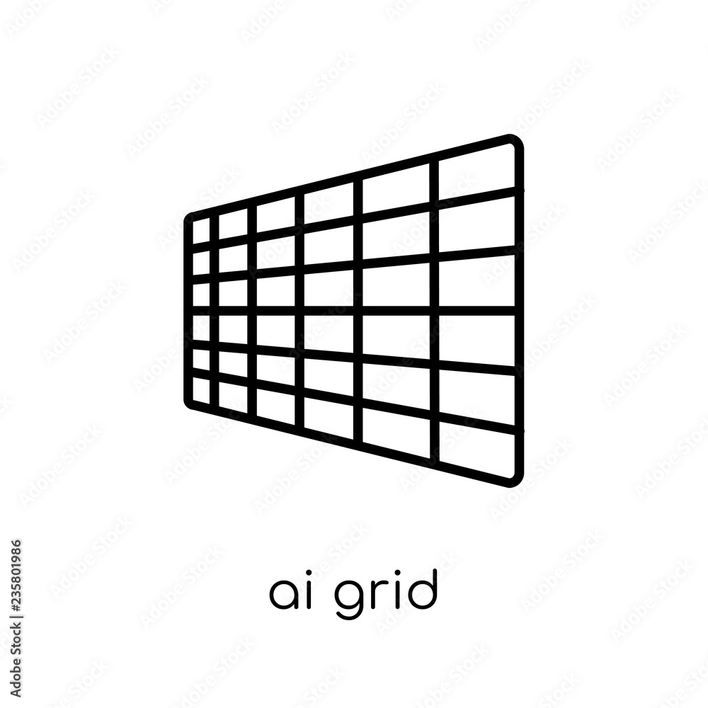 AI grid icon. Trendy modern flat linear vector AI grid icon on white ...