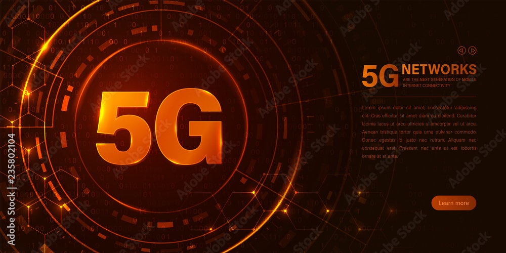 5G new wireless internet wifi connection. Fifth innovative generation ...