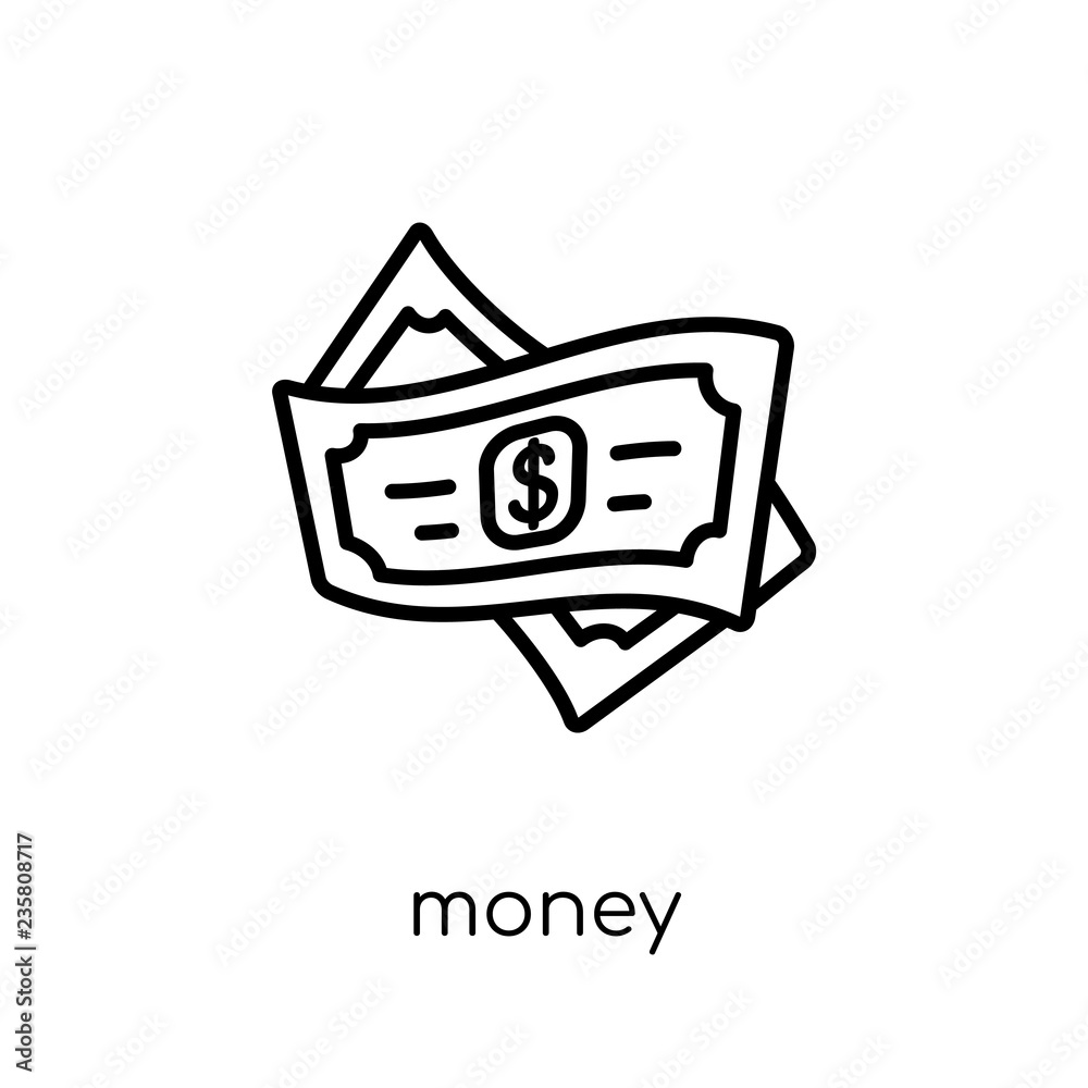 Money icon. Trendy modern flat linear vector Money icon on white ...