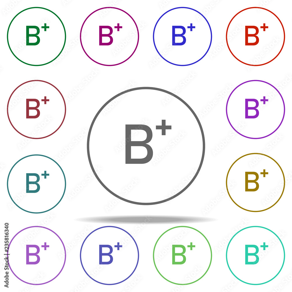 B plus icon. Elements of education in multi color style icons. Simple ...