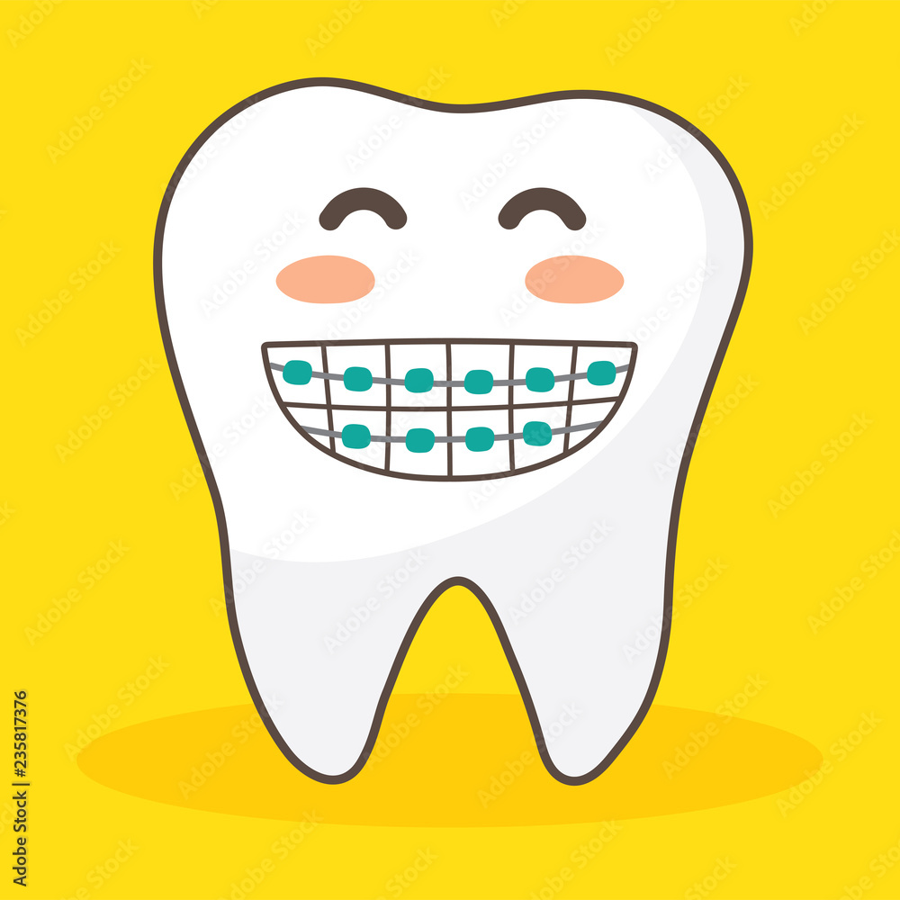 Vector character happy and funny teeth set. illustration doodle drawing ...