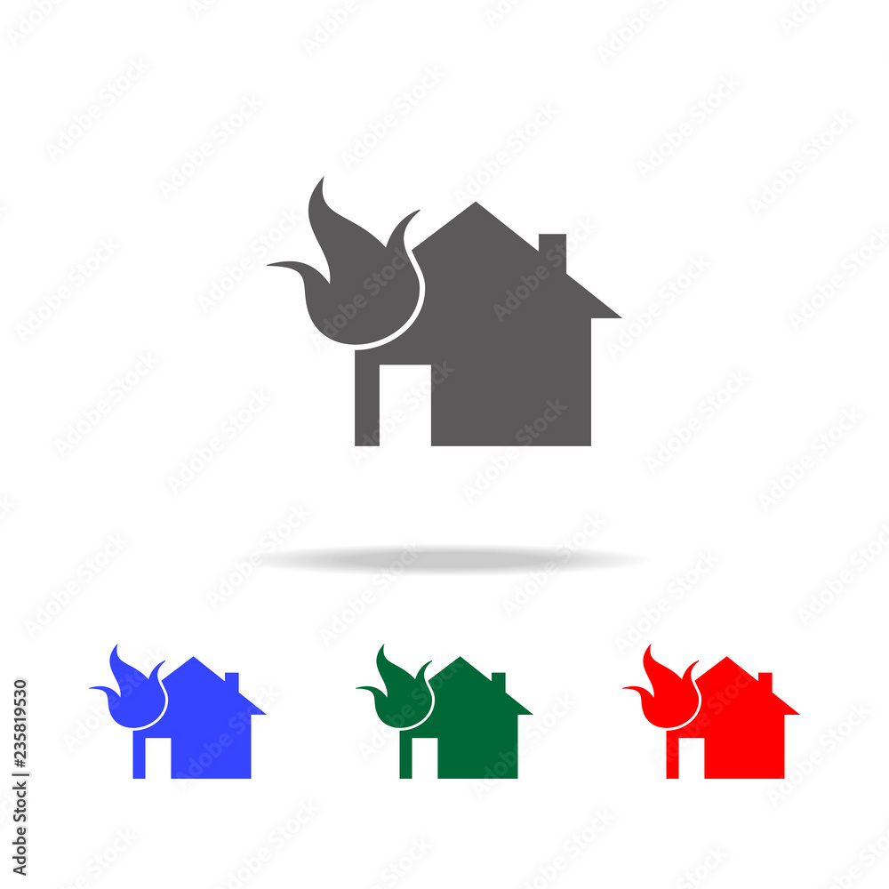 house fire icon. Elements of fireman in multi colored icons. Premium ...