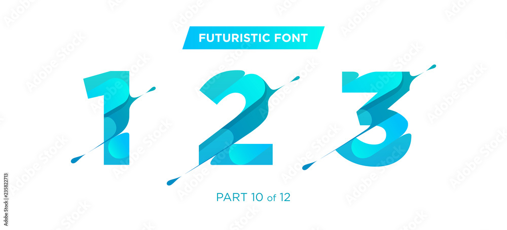 Vector Unique Futuristic Numbers. Decorative Headline Typeface. Trendy ...
