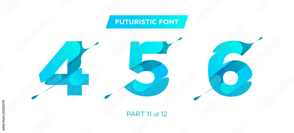 Vector Unique Futuristic Numbers. Decorative Headline Typeface. Trendy ...