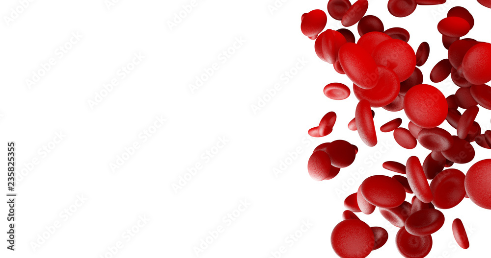 Red blood cells on white blank space on left side Stock Illustration ...