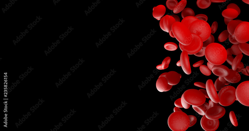 Red blood cells on black blank space on left side Stock Photo | Adobe Stock