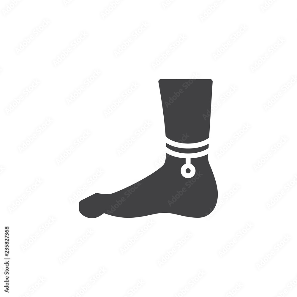 Feet with anklet vector icon. filled flat sign for mobile concept and ...