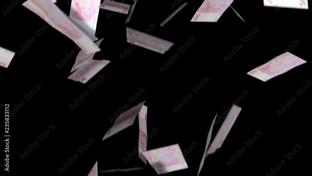 Vidéo Stock An array of european euro bank notes falling through the ...