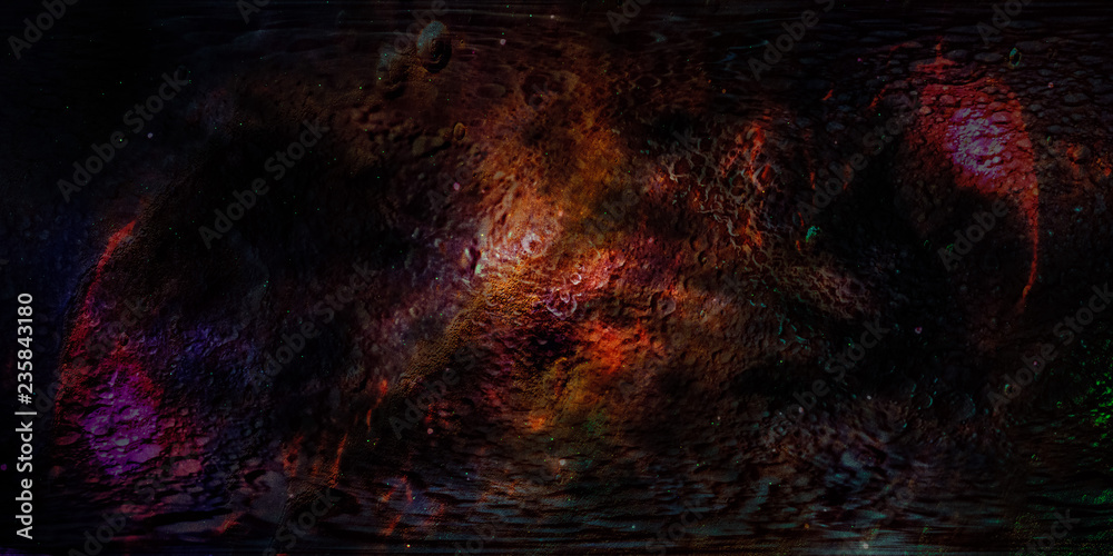 Abstract dark texture surface of far away planet in deep space, The ...