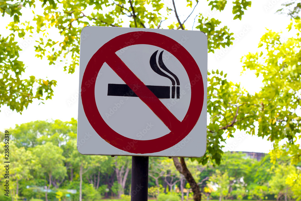 no smoking sign at public park,warning sign,healthy concept Stock Photo ...