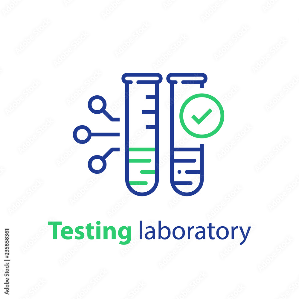 Glass tube sample and check mark, testing laboratory concept Stock ...