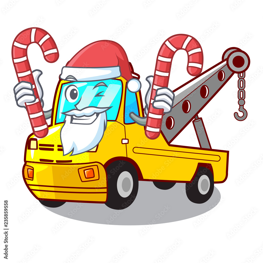 Santa with candy tow truck for vehicle branding character Stock Vector ...