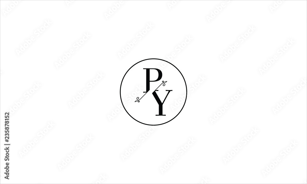 LETTER P AND Y FLOWER LOGO WITH CIRCLE FRAME FOR LOGO DESIGN OR ...