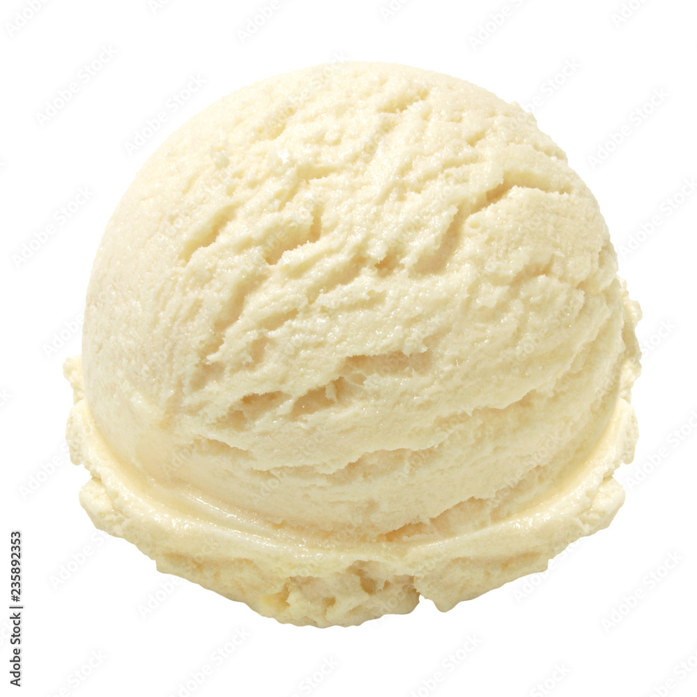 Vanilla ice cream scoop side view isolated on white background Stock ...