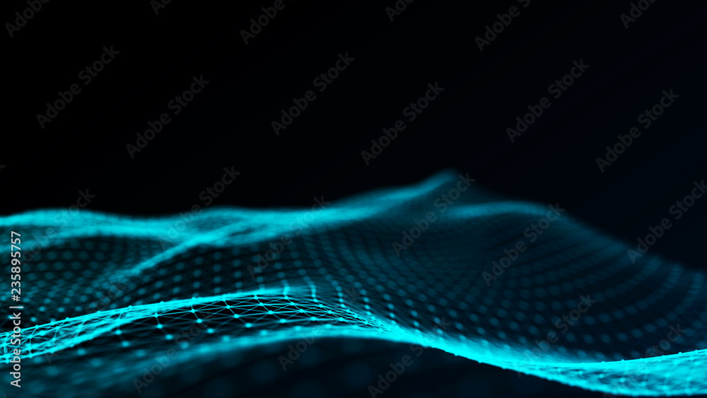 Abstract futuristic wave background. Wave of particles. Wave with ...
