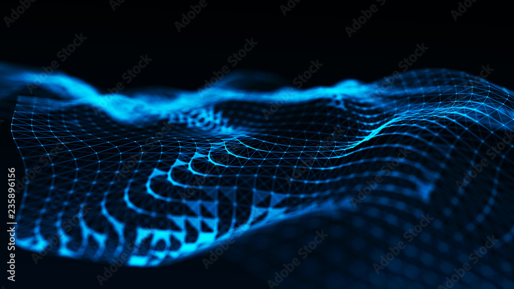 Abstract futuristic wave background. Wave of particles. Wave with ...