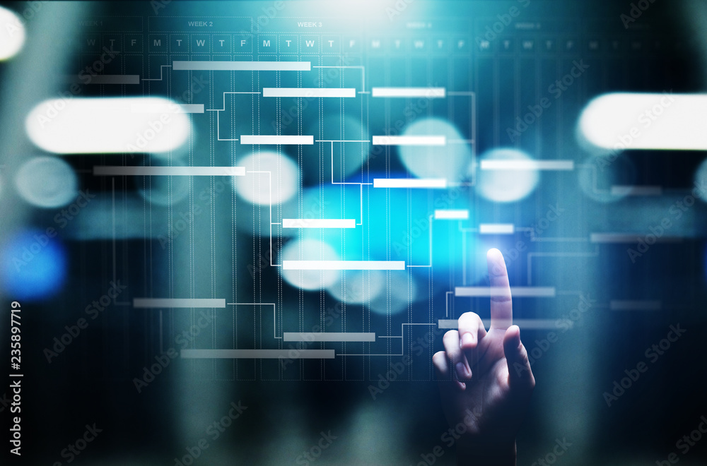 Project management diagram, time management, business and technology ...