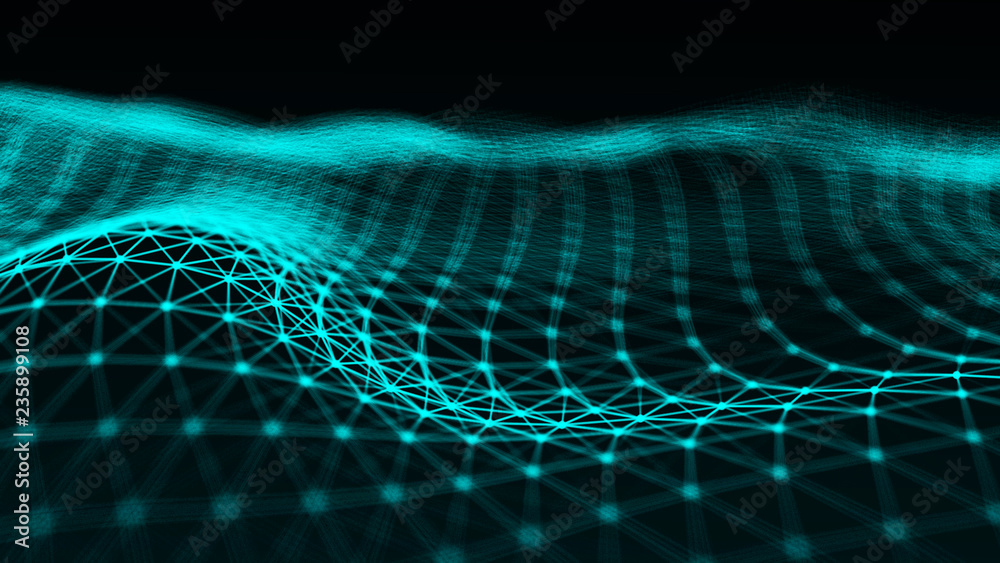 Abstract futuristic wave background. Wave of particles. Wave with ...