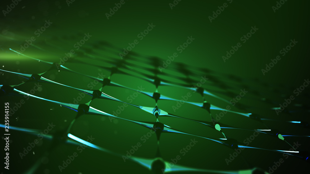 Futuristic green glass microstructure 3D render Stock Illustration ...