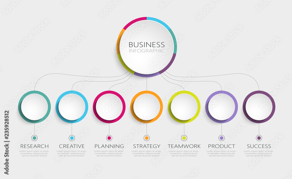 Abstract 3D Infographic Template with 7 steps for success. Business ...