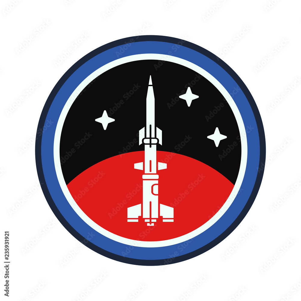 Circle stripe silhouette vector logo of aerospace mars program ...