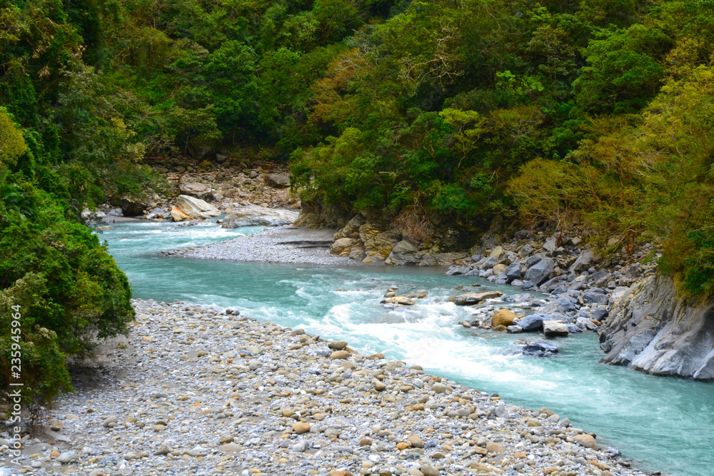 Travel Taiwan, Asia. Beautiful turquoise river water at Taroko Gorge ...