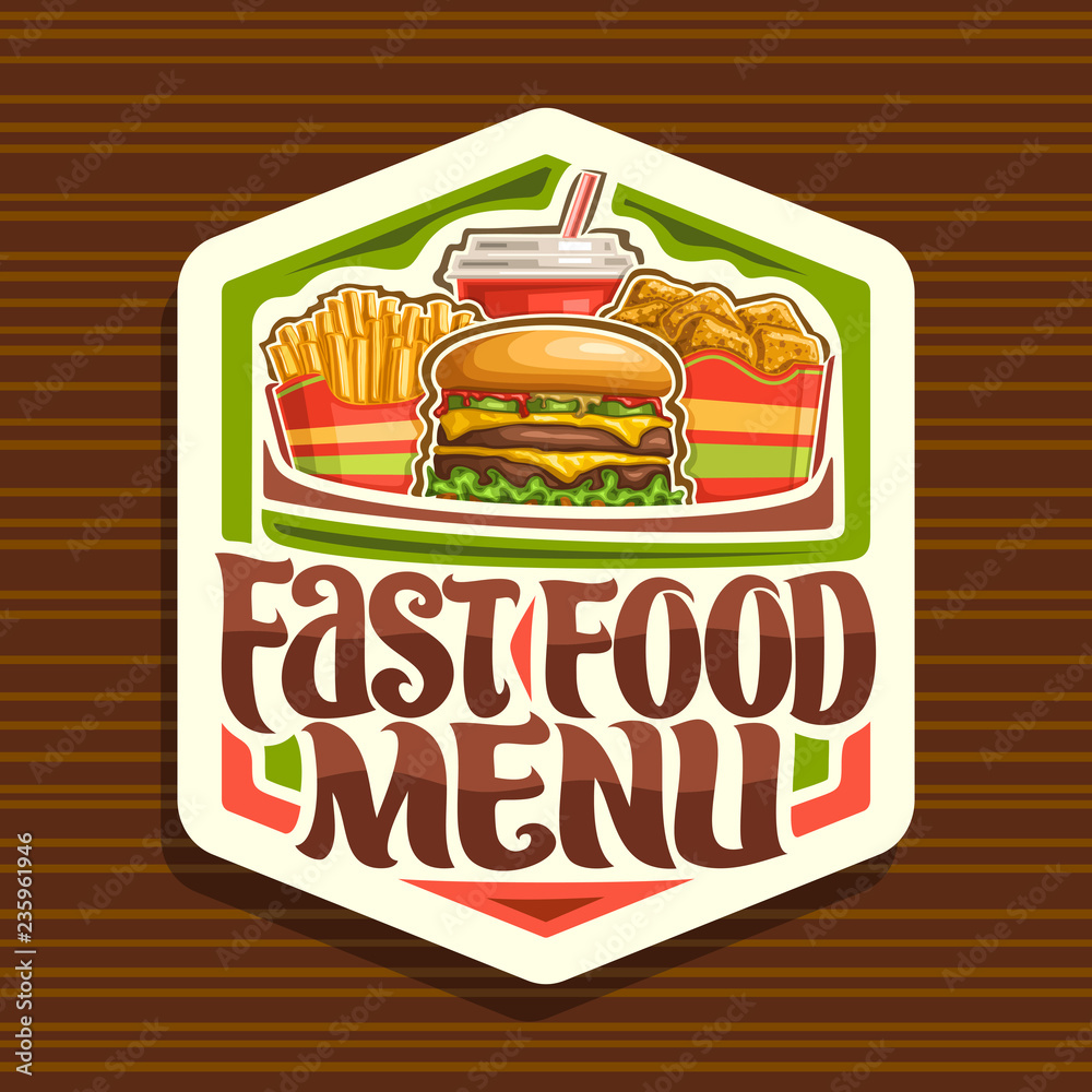 Vector logo for Fast Food, set of french fries in paper cup, fresh ...