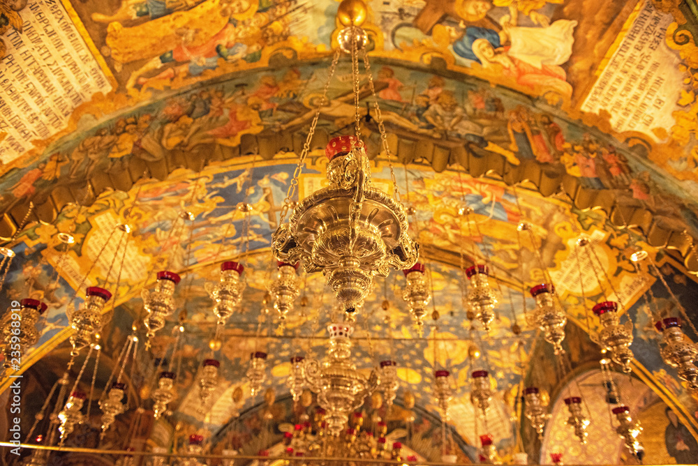 Ceiling of the hall of the Golgotha altar in the Church of the Holy ...