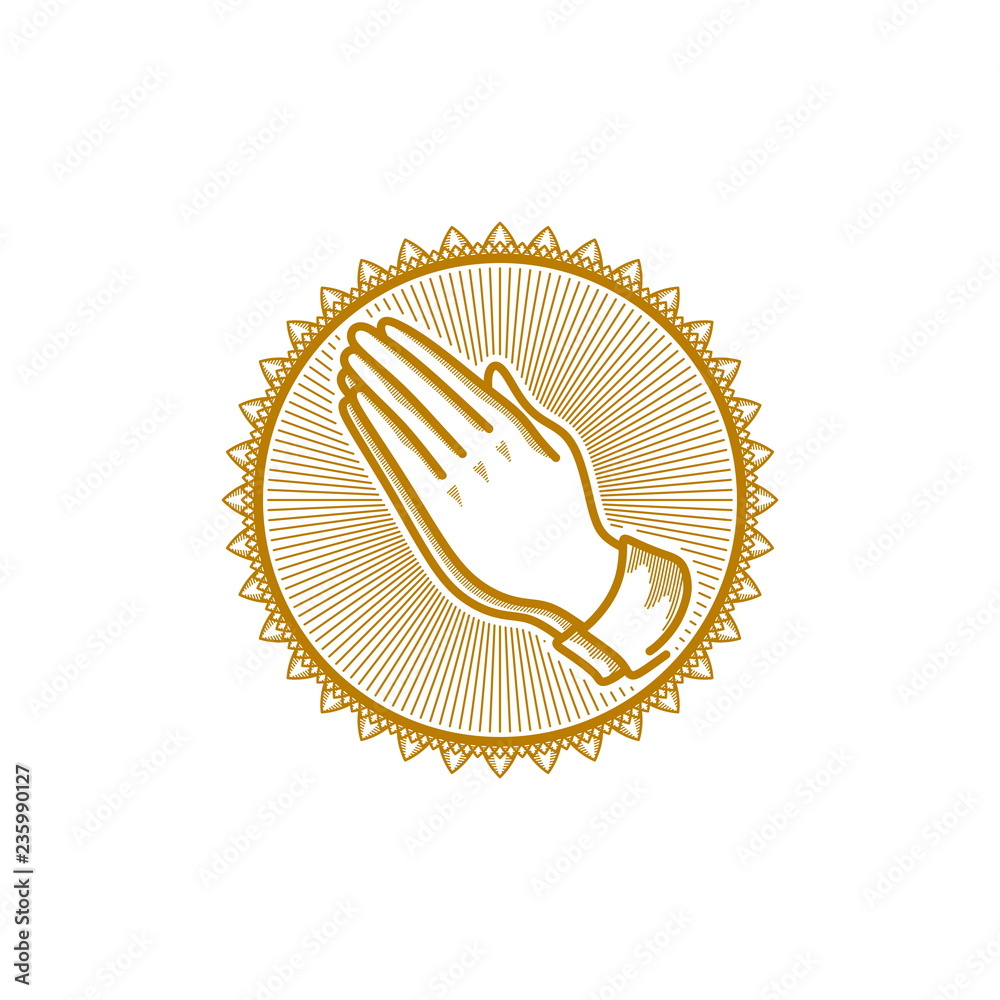 Church logo. Christian symbols. Praying hands. Stock Vector | Adobe Stock