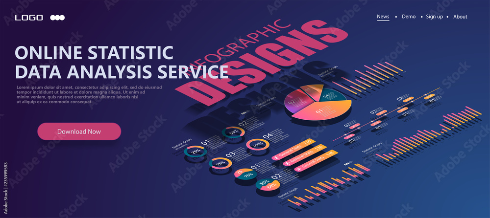 Data analysis modern flat design isometric concept. Analytics concept ...