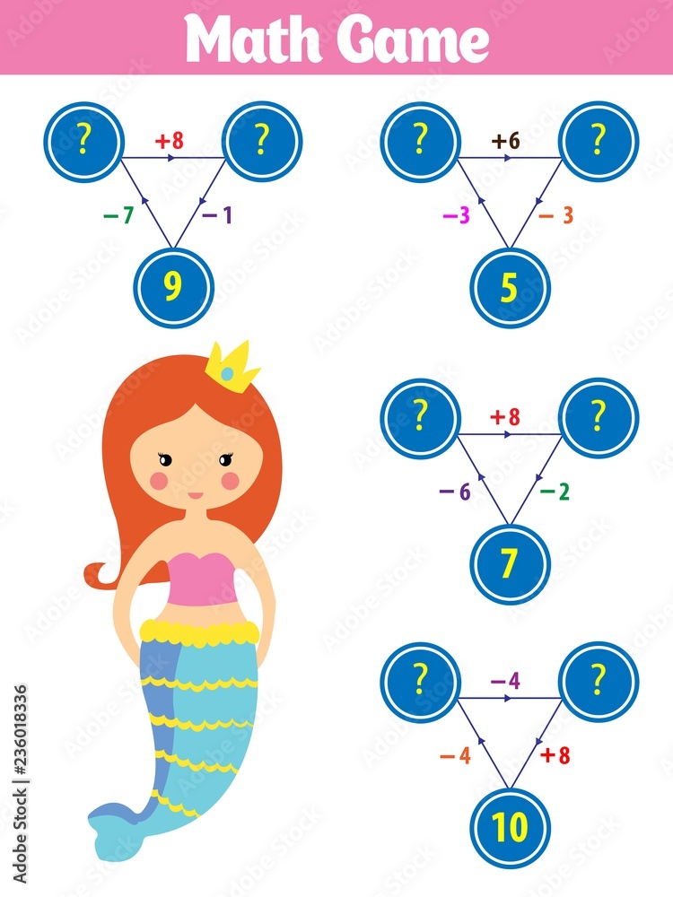 Mathematics educational game for children. Vector illustration. Theme ...