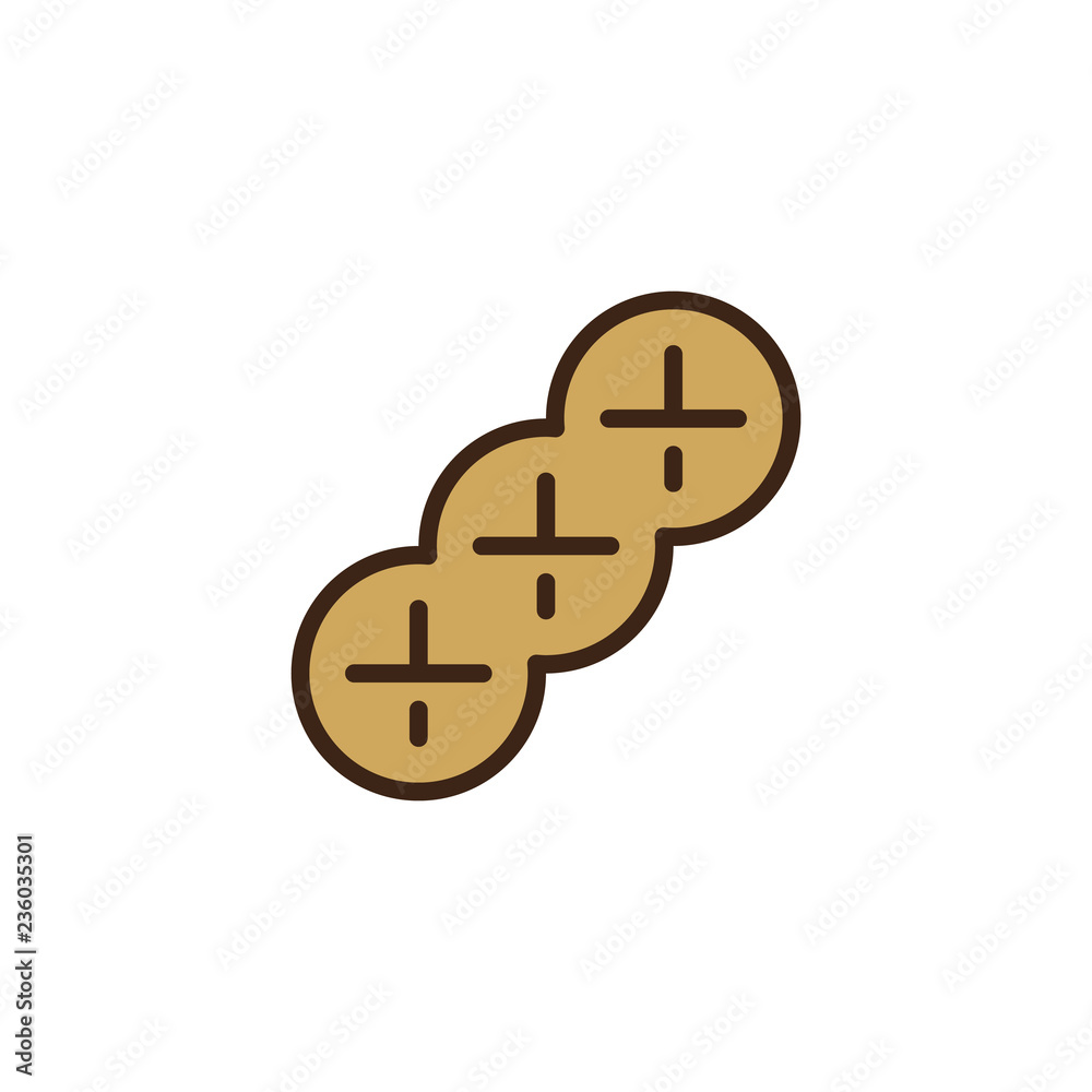 Braided bread filled outline icon, line vector sign, linear colorful ...