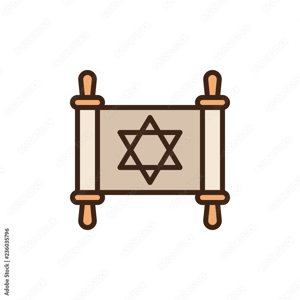 Jewish Torah Filled Outline Icon Line Vector Sign Linear Colorful Pictogram Isolated On White
