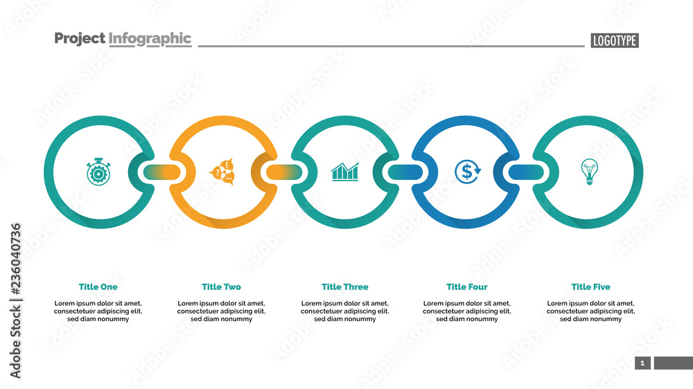 Five steps process chart. Diagram, infographic, slide template ...