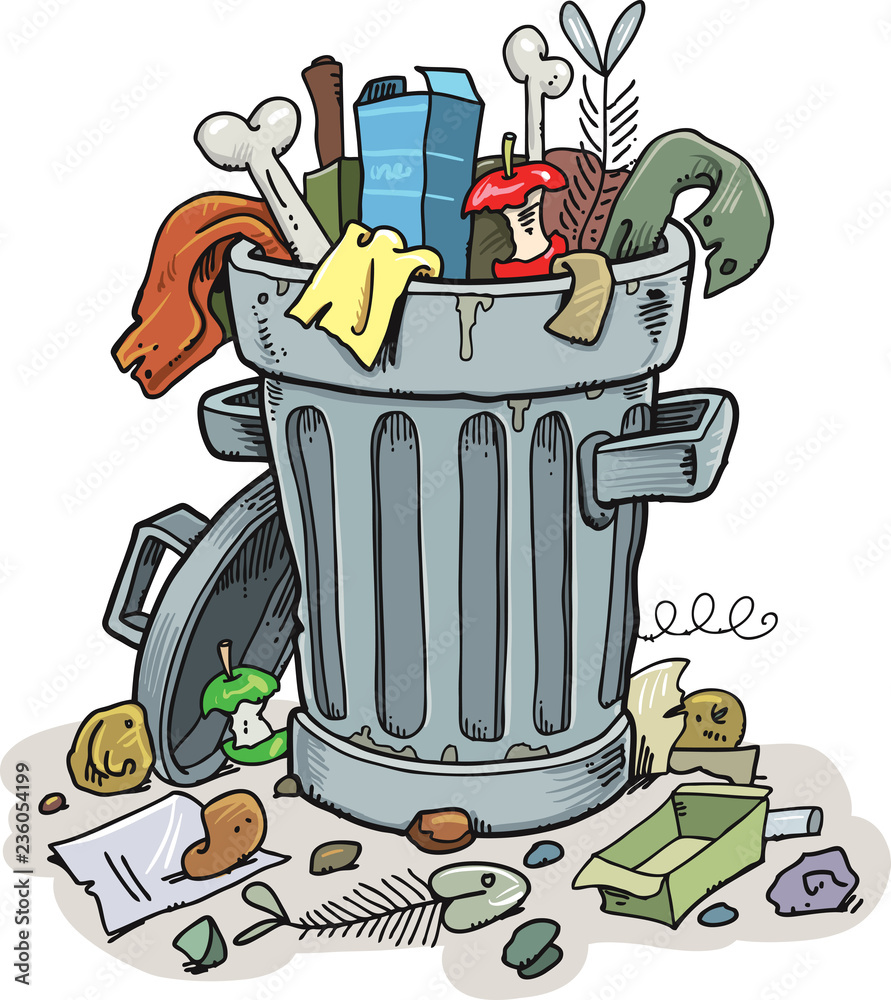 Overflowing trash can Stock Vector | Adobe Stock
