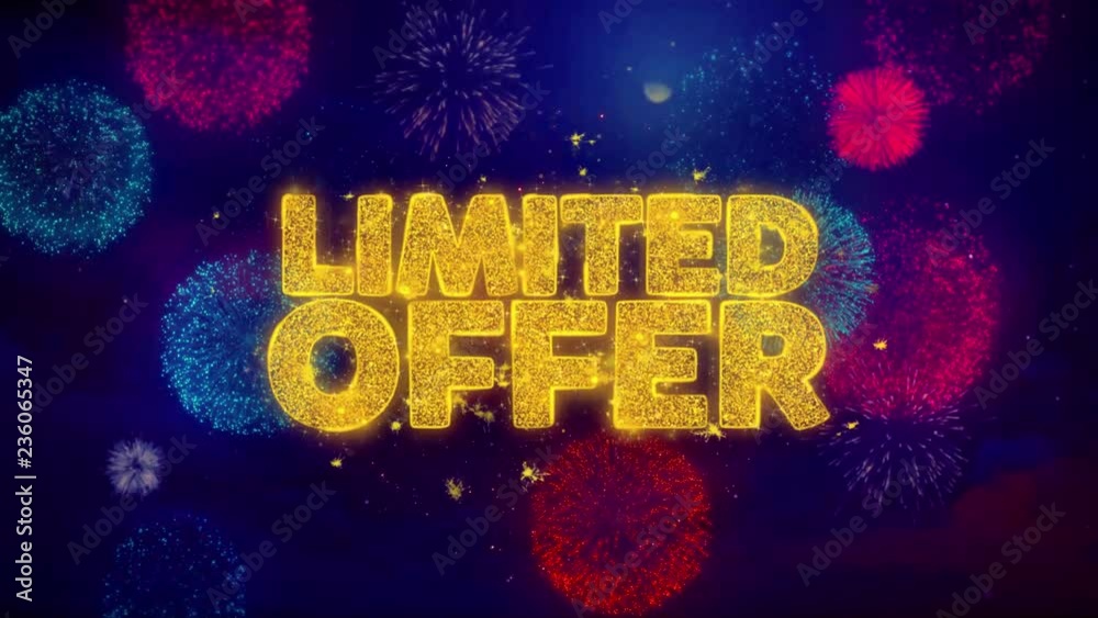 Limited Offer Greeting Text with Particles and Sparks Colored Bokeh ...