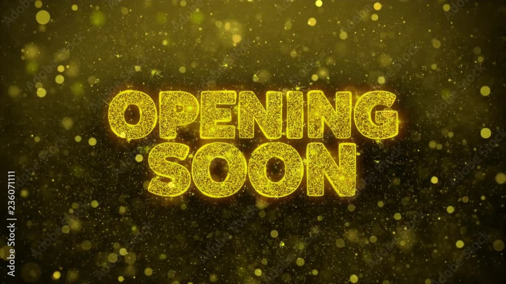 Opening Soon Greetings card Abstract Blinking Golden Sparkles Glitter ...