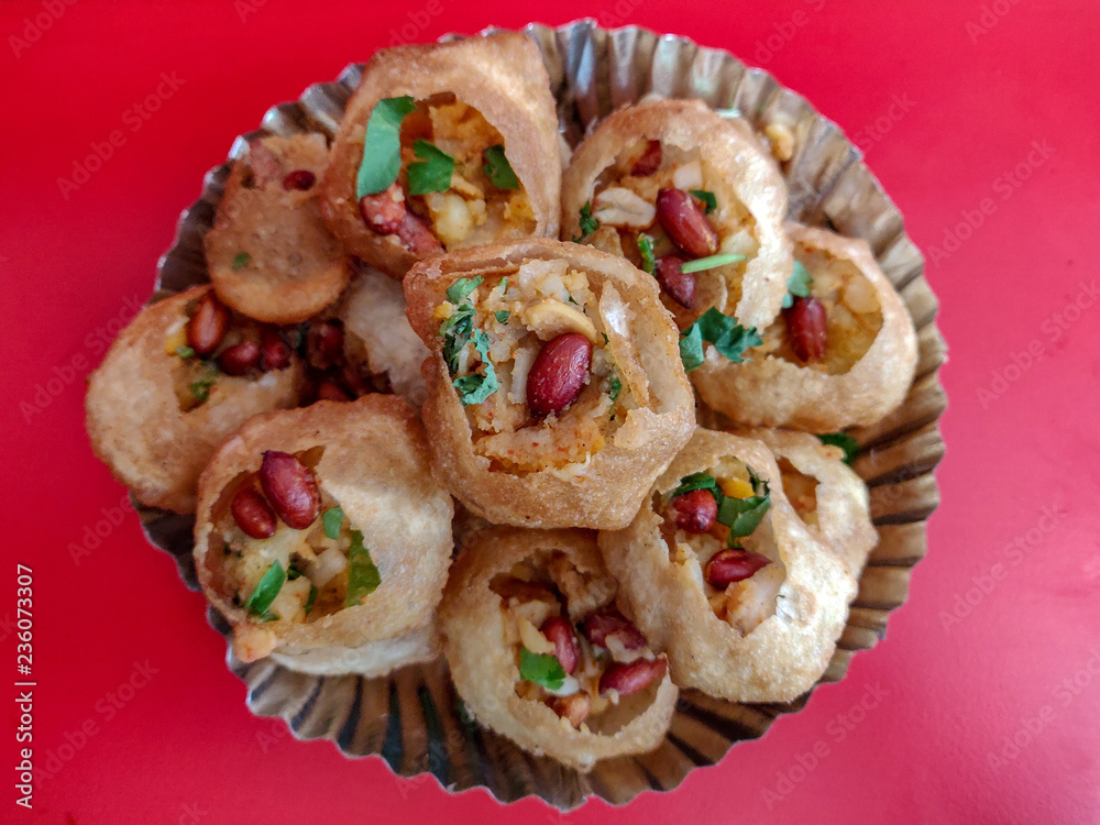 Dry pani puri served in a paper plate Stock Photo | Adobe Stock
