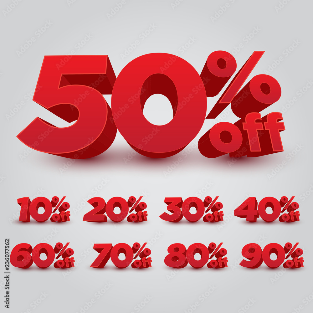 Set of 3D Promotional Discount - Vector Illustration Stock Vector ...