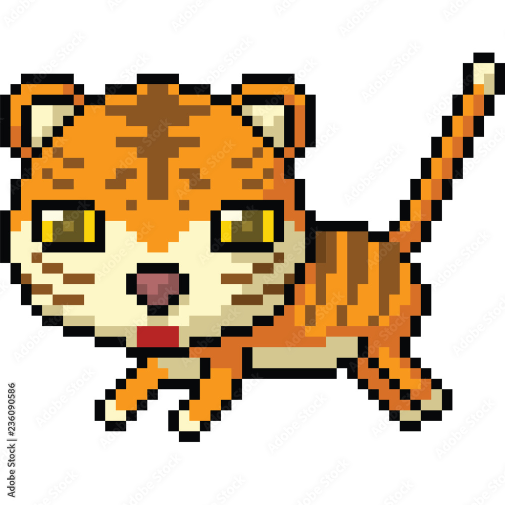 vector pixel art tiger Stock Vector | Adobe Stock