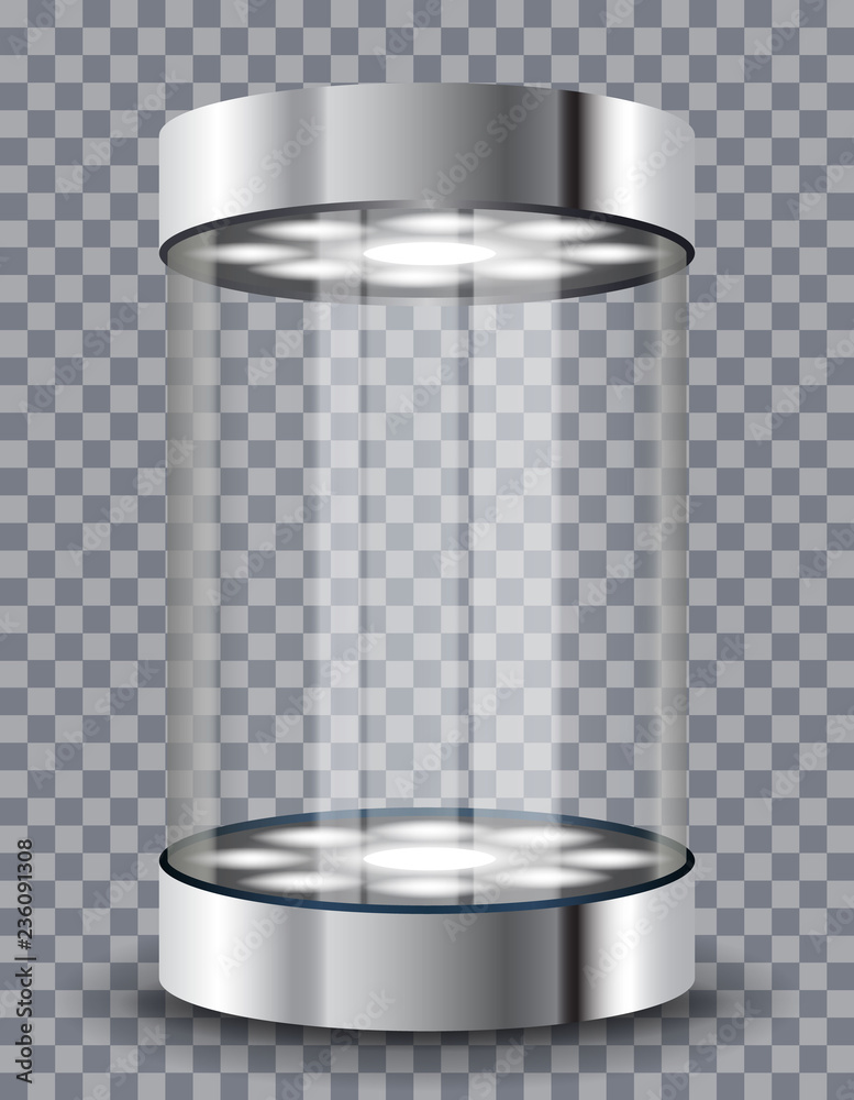 Empty round glass showcase Stock Vector | Adobe Stock