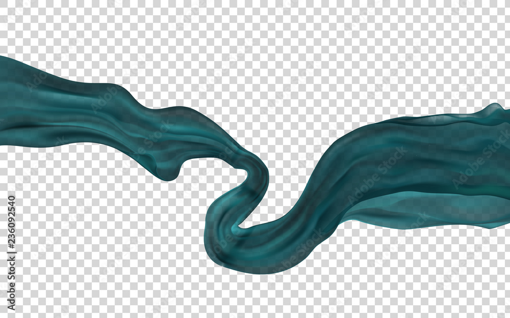 Dark green translucent fabric floating on transparent background ...