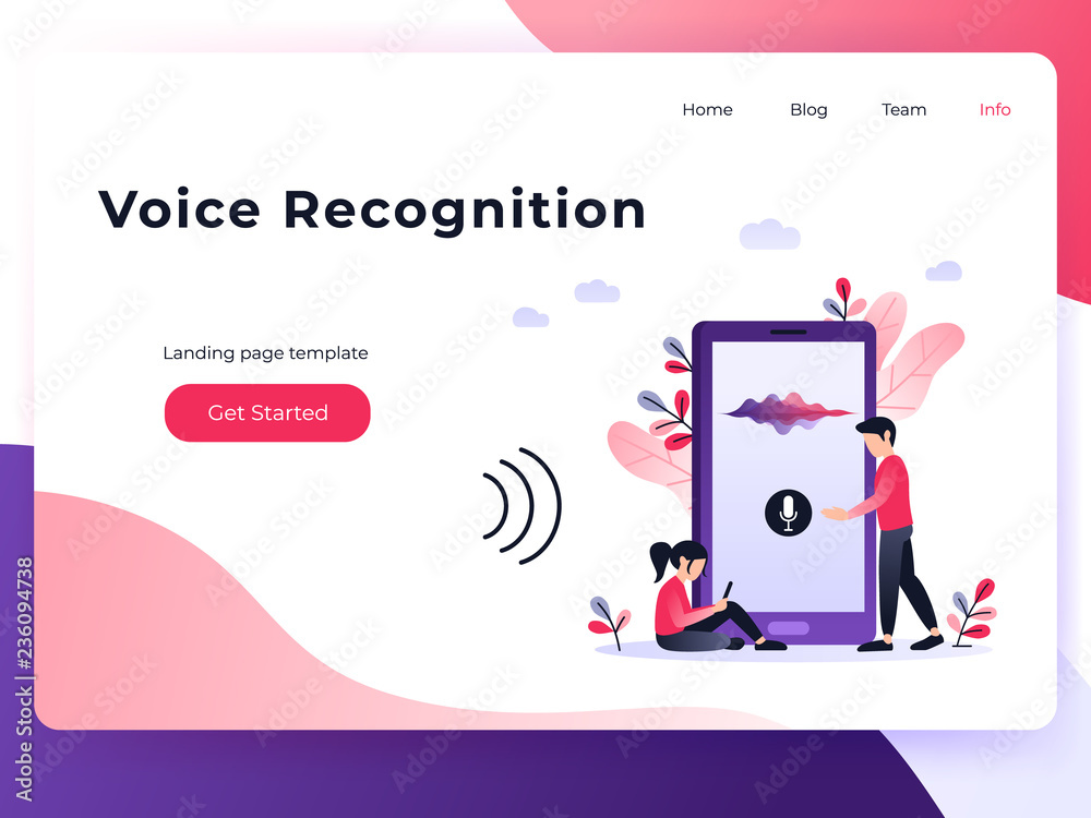 Personal assistant and voice recognition concept flat vector ...