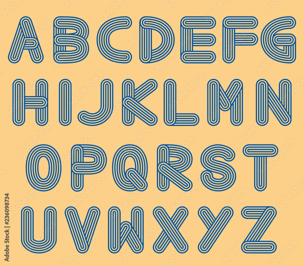 Multi line capital letters of the English alphabet Stock Vector | Adobe ...