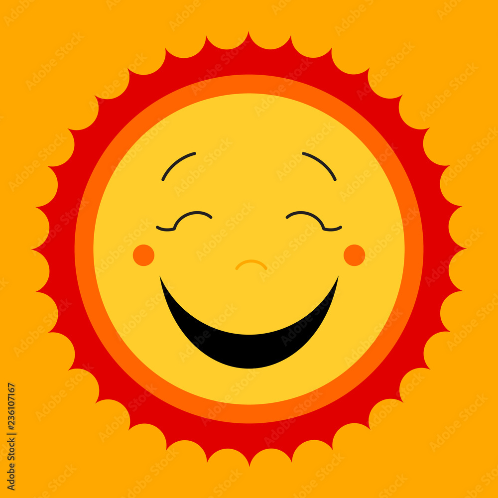 Smile sweat cute sun. Vector cute kids sun symbol. Happy kiddish sun ...
