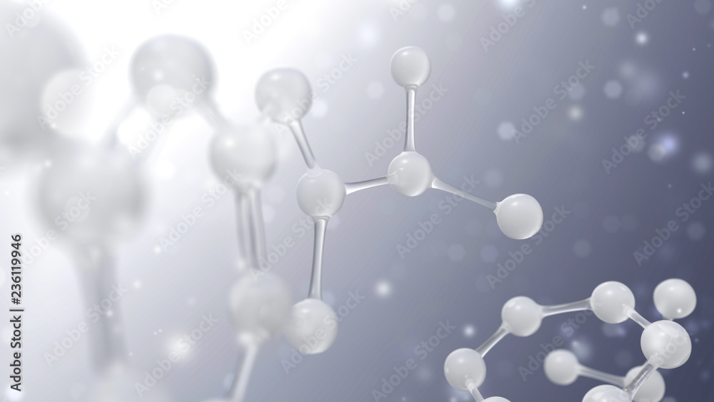 Science background with molecular model of atom structure Stock ...