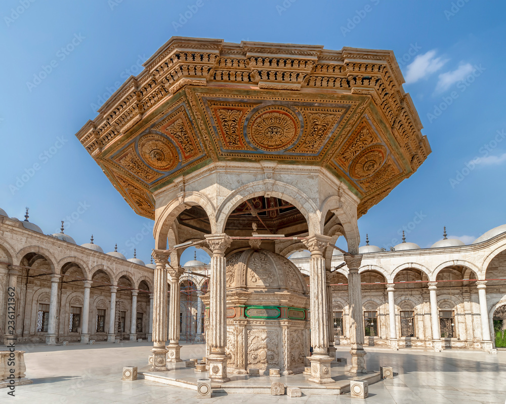 Exterior courtyard of The Great Mosque of Muhammad Ali Pasha or ...