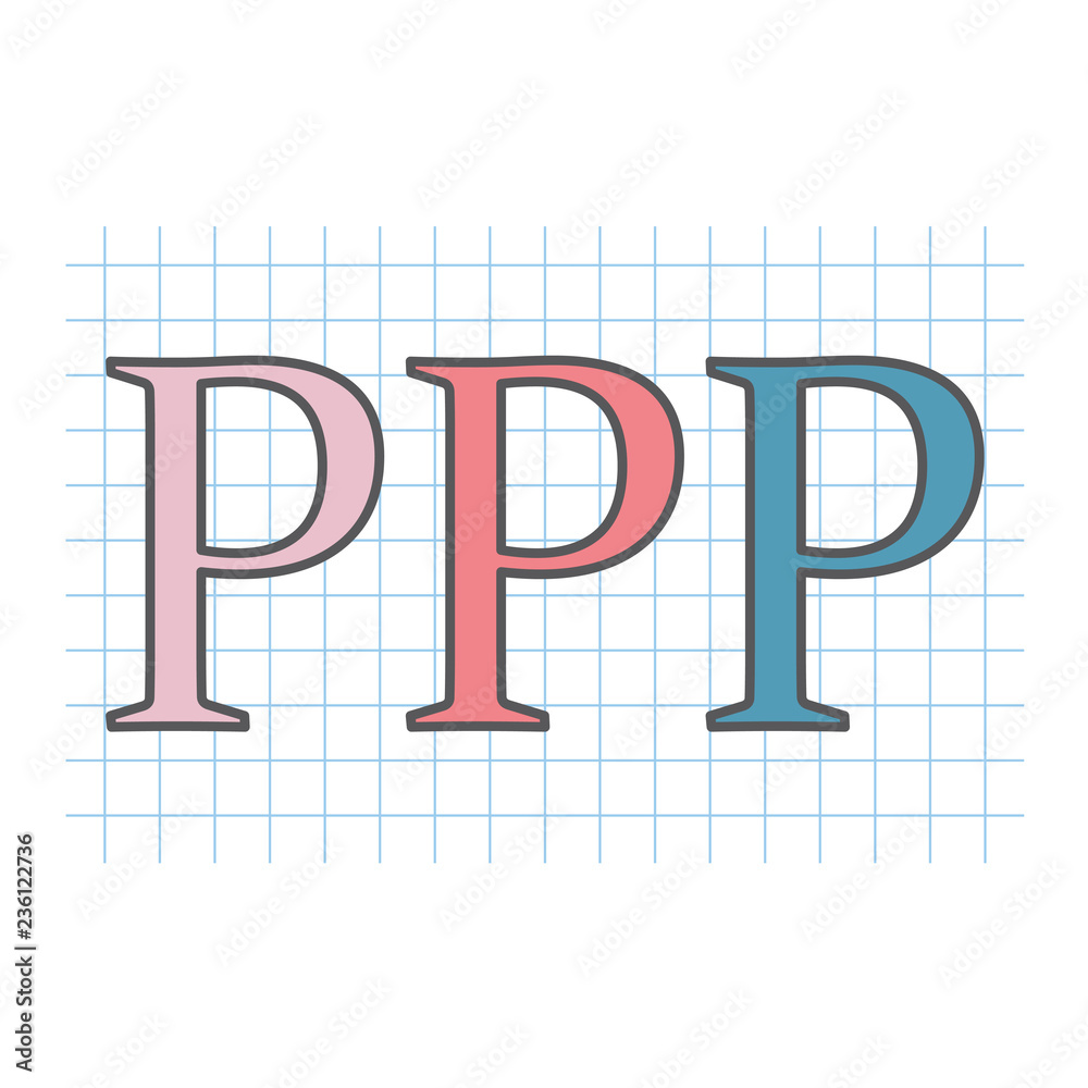 PPP (Public private partnership) acronym written on checkered paper ...