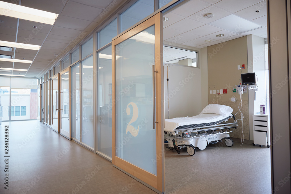 Empty hospital hallway and room Stock Photo | Adobe Stock
