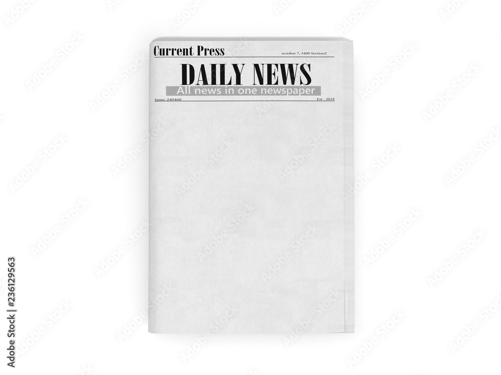 newspaper in stack 3d render on white Stock Illustration | Adobe Stock